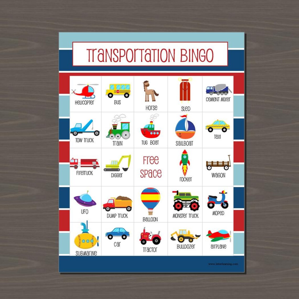 Transportation Bingo Game: Car and Truck Theme (instant Download) - Etsy