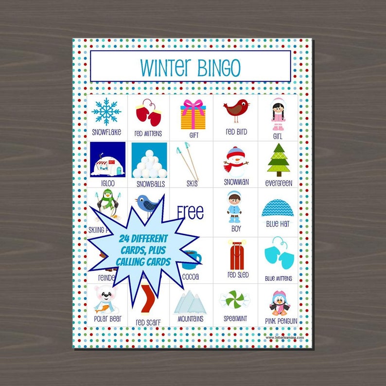 Winter Bingo Game Class Set of Winter Bingo set of 24 - Etsy