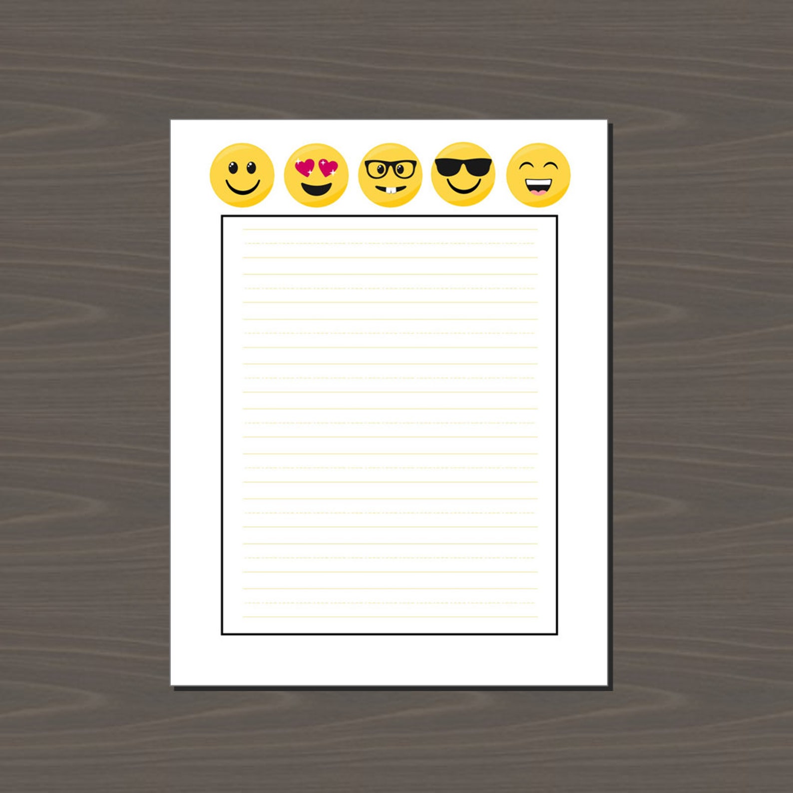 Emoji Stationery, Emoji Papers, Lined Paper With Emojis | Instant ...