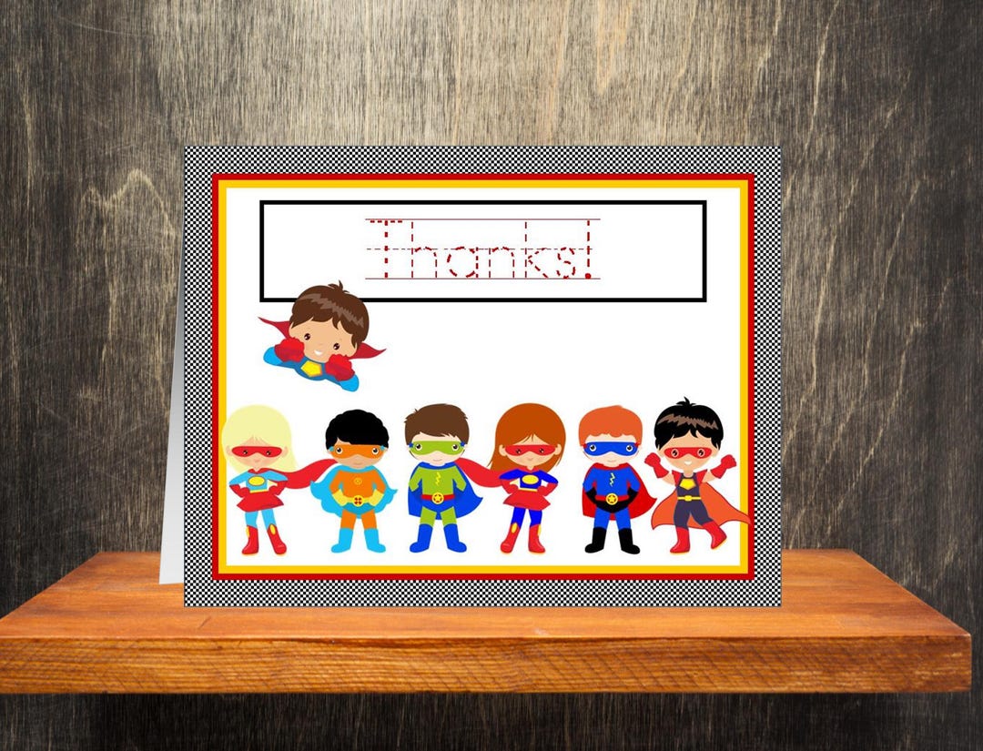 Superhero Thank You Cards for Kids: Traceable Fill-in Notes (12 Cards ...