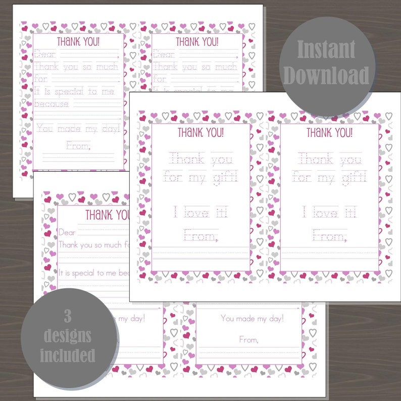 Printable Fill-in Thank You Notes With Traceable Letters (PDF) - Etsy ...