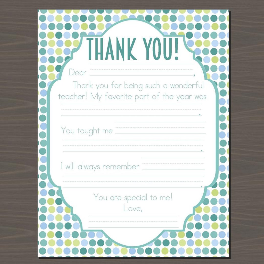 Teacher Appreciation, End of Year Teacher Letter, Printable Letter to ...