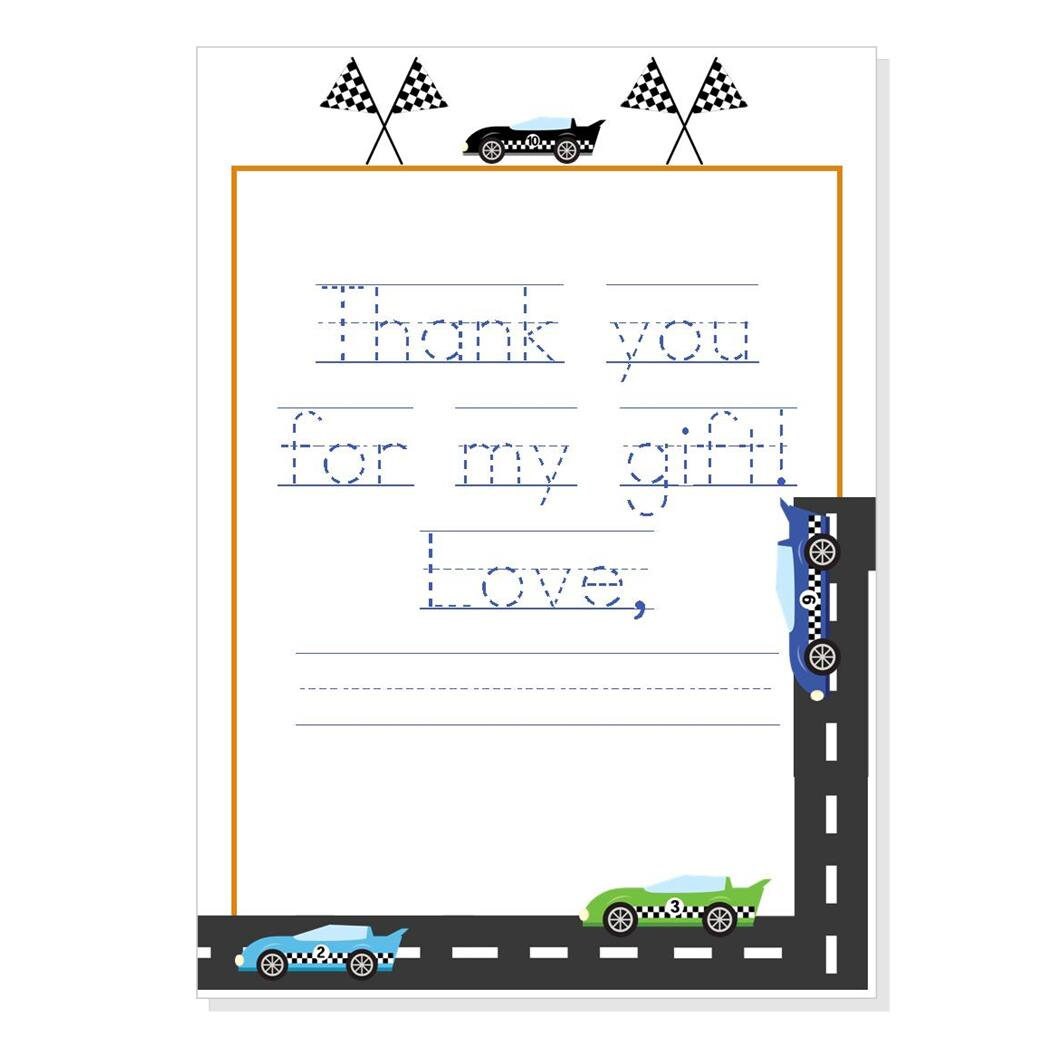 Race Car Thank You Notes, Cute Race Car Stationery for Kids, Race Car ...