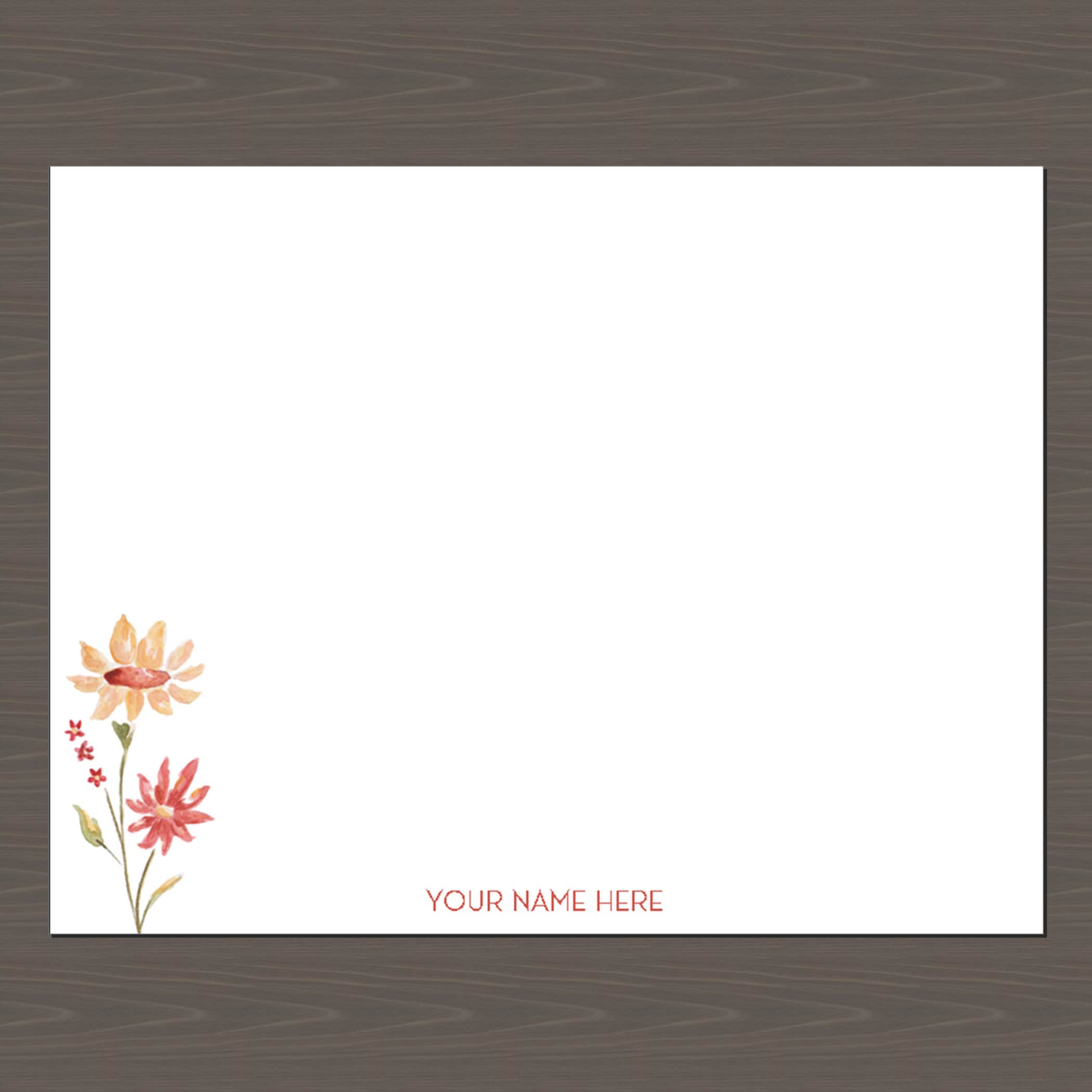 Watercolor Flowers Stationery Set Personalized With Your Name ...