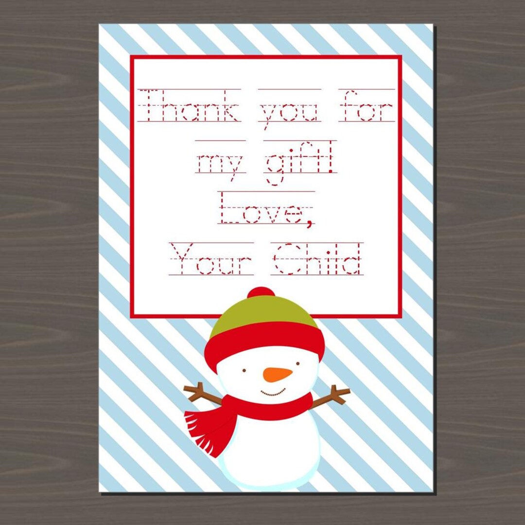 Personalized Snowman Thank You Notes: Christmas Cards for Kids (digital ...