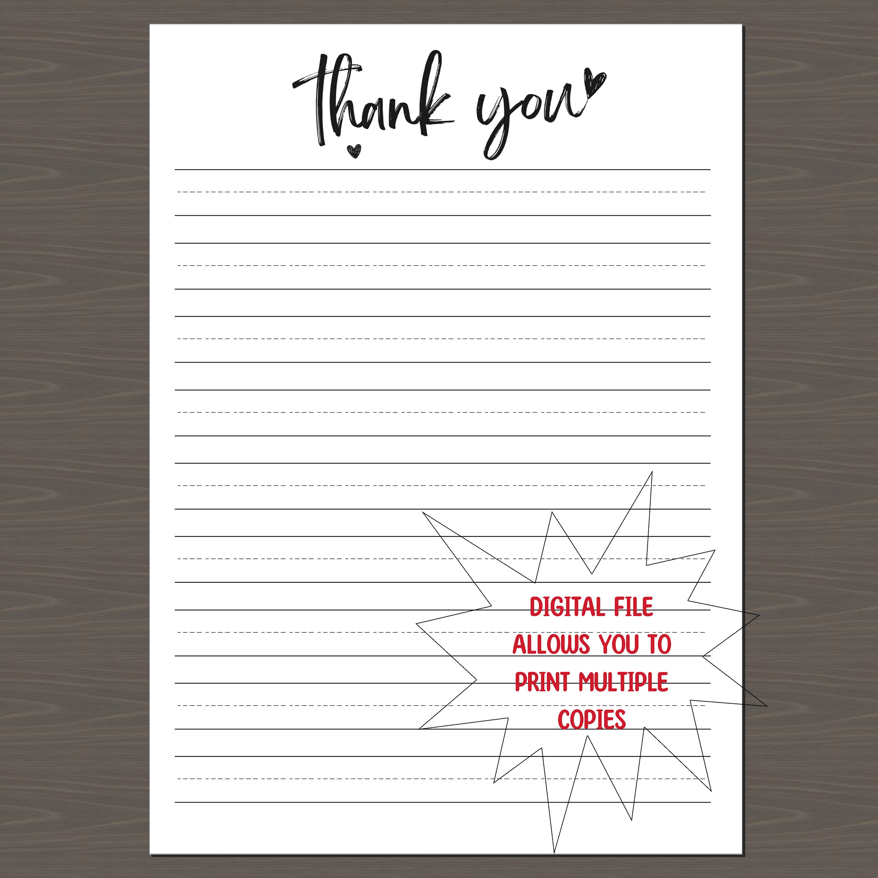 Thank You Notes With Lines, Printable Thank You Notes, Cute Thank You ...