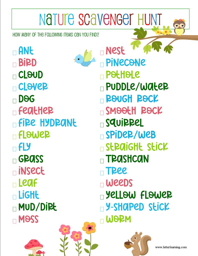 Nature Scavenger Hunt for Kids: Outdoor Activity Pack (digital Download ...
