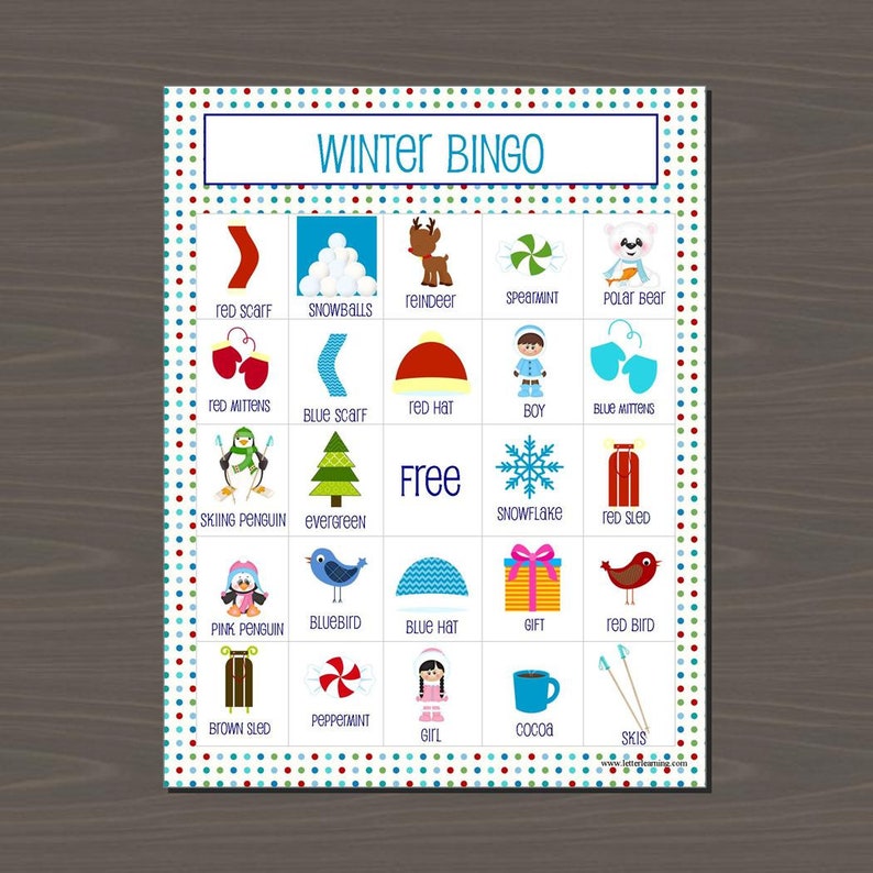 Winter Bingo Game, Class Set of Winter Bingo (set of 24 Different Cards ...