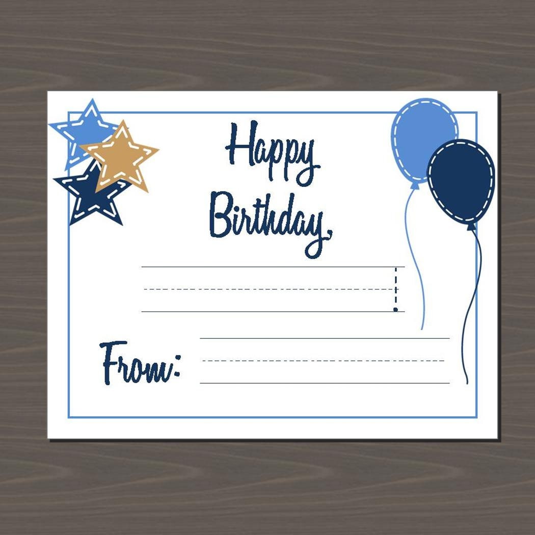 Happy Birthday (blank) Note Cards, Fill in the Blank Birthday Notes for ...