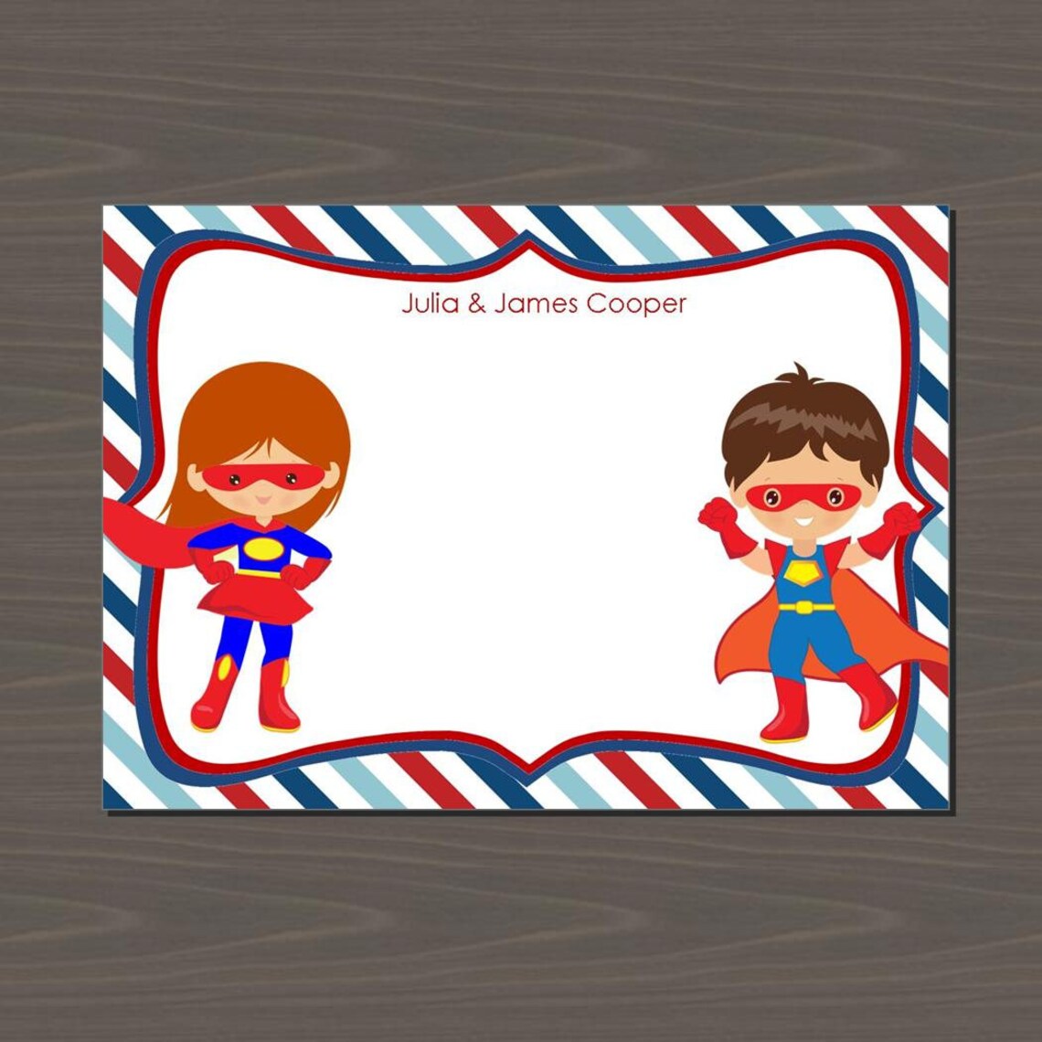 Superhero Stationery, Superhero Twins Stationery, Superhero Invitations ...