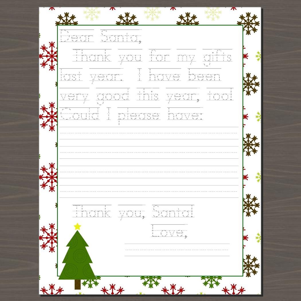 Traceable Letter to Santa: Kids Christmas Wishlist (digital Download ...