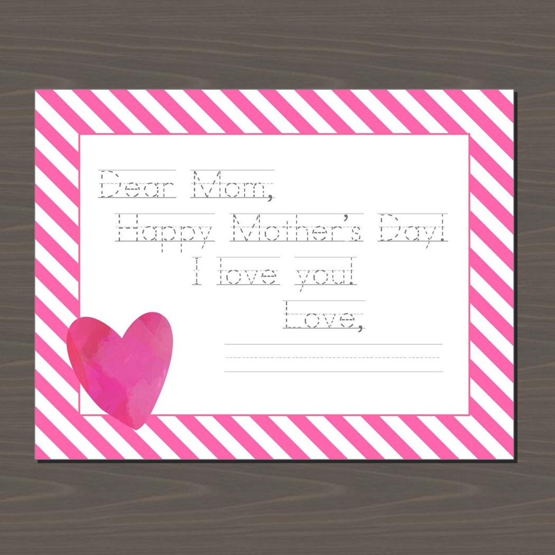 Traceable Mother's Day Card for Kids, Kids Mother's Day Cards, Instant ...