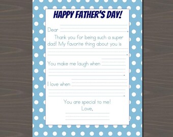 Printable Letter to Dad Father S Day Gift Idea All About My - Etsy