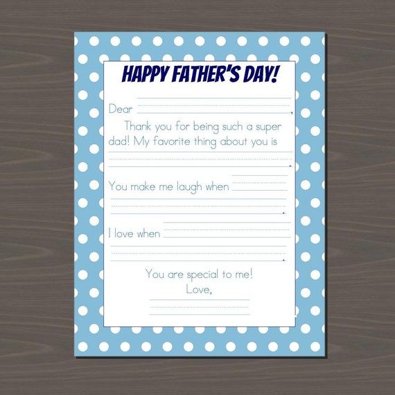Father's Day Note Printable Father's Day Card | Etsy