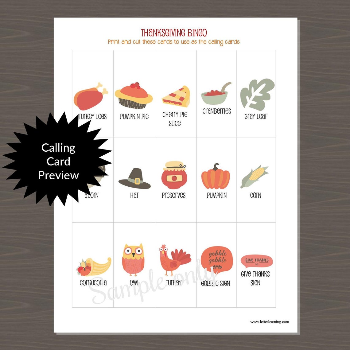 Thanksgiving Bingo Game, Printable Thanksgiving Bingo Game for Kids ...