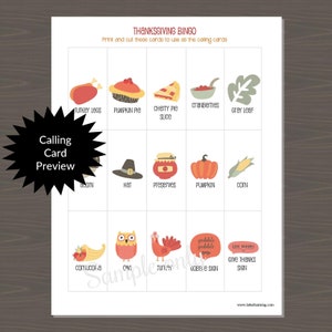 Thanksgiving Bingo Game, Printable Thanksgiving Bingo Game for Kids ...