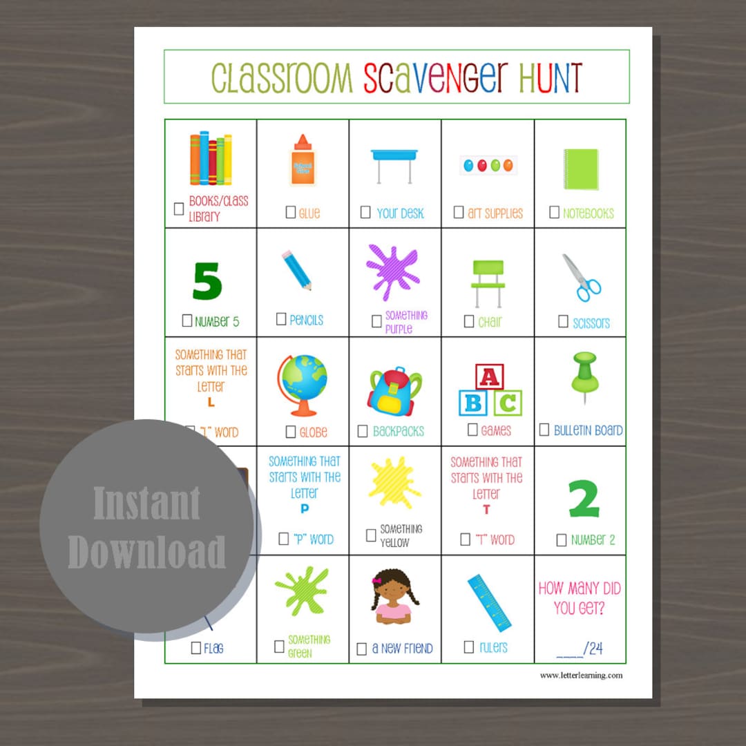 Classroom Scavenger Hunt, Back to School Ice Breaker, Fun Scavenger ...