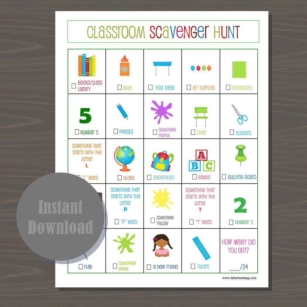 Classroom Scavenger Hunt: Back to School Icebreaker (digital Download ...