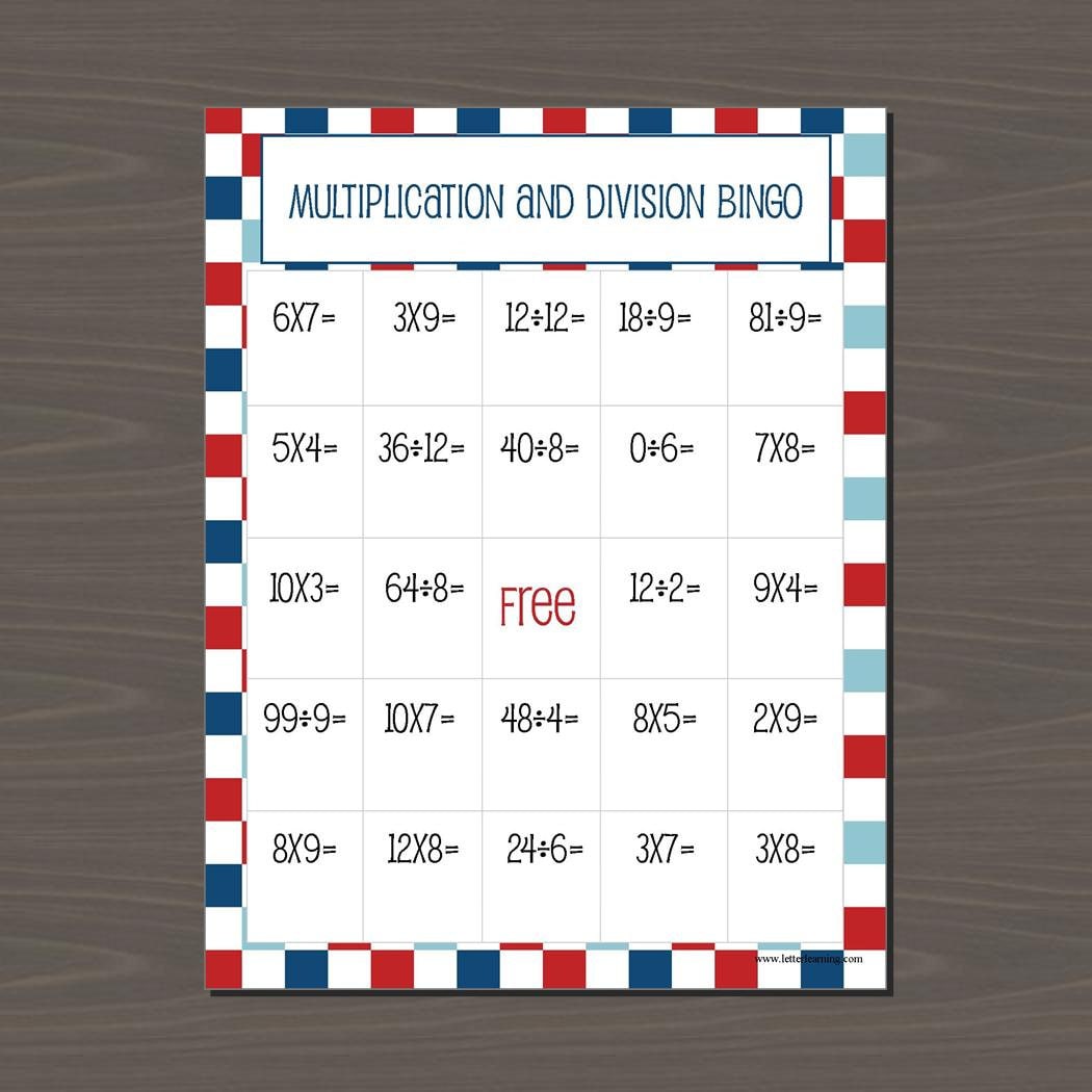 Multiplication and Division Bingo, Math Games Bingo - Class Set - 3rd ...