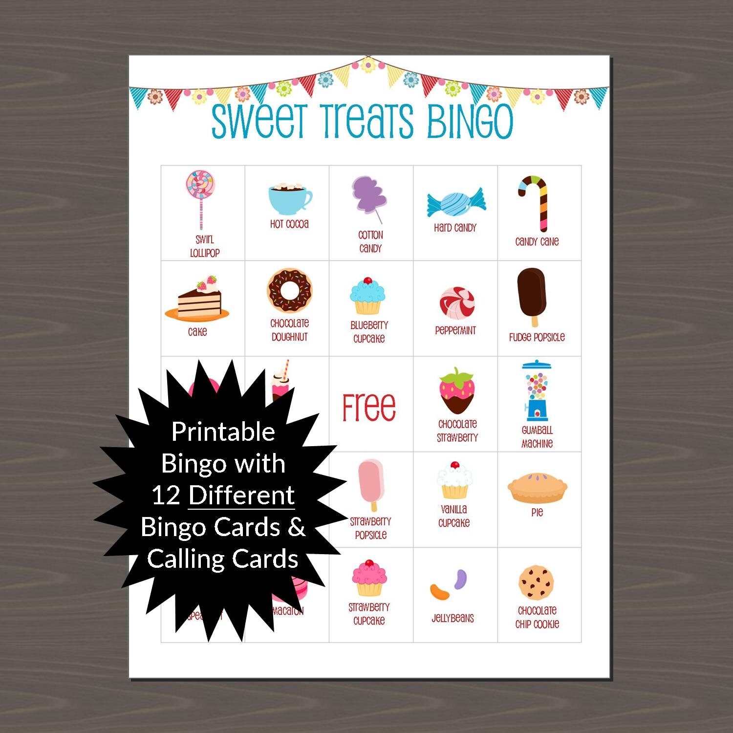 Dessert Bingo, Sweets Bingo, Bingo for Birthday Parties, Sweet Treats ...