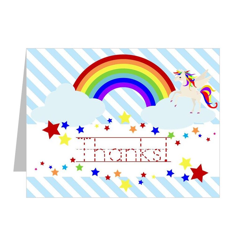 Rainbow Unicorn Thank You Notes: Kids Stationery Set With Traceable ...