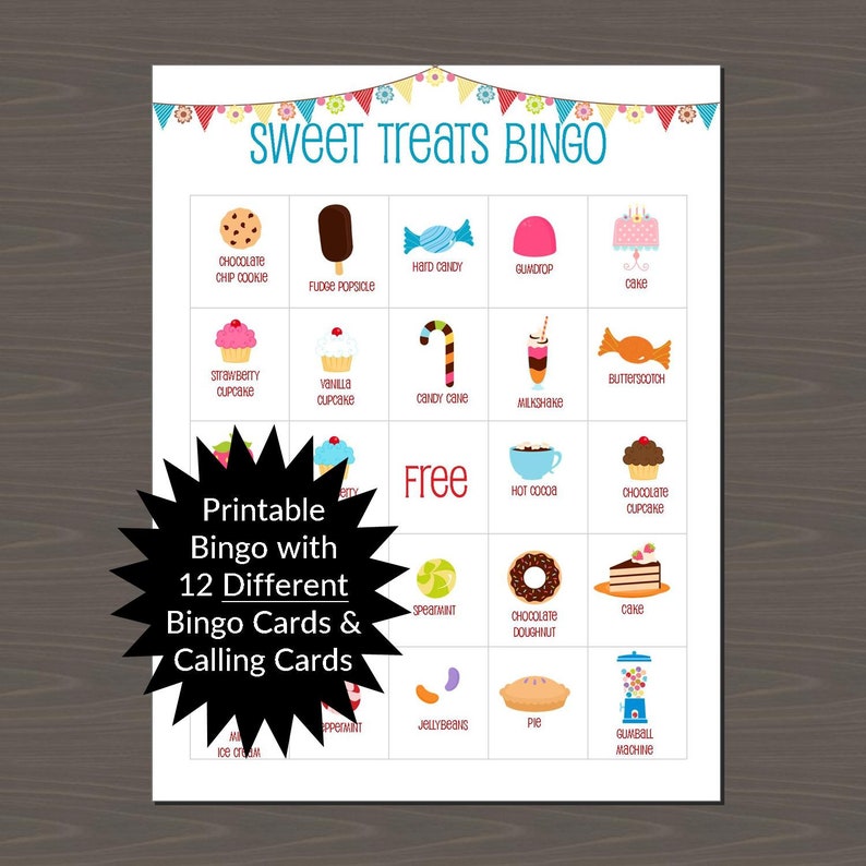 Dessert Bingo, Sweets Bingo, Bingo for Birthday Parties, Sweet Treats ...