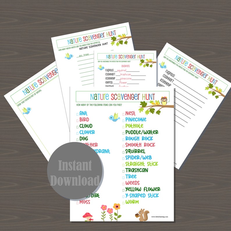 Nature Scavenger Hunt for Kids: Outdoor Activity Pack (digital Download ...