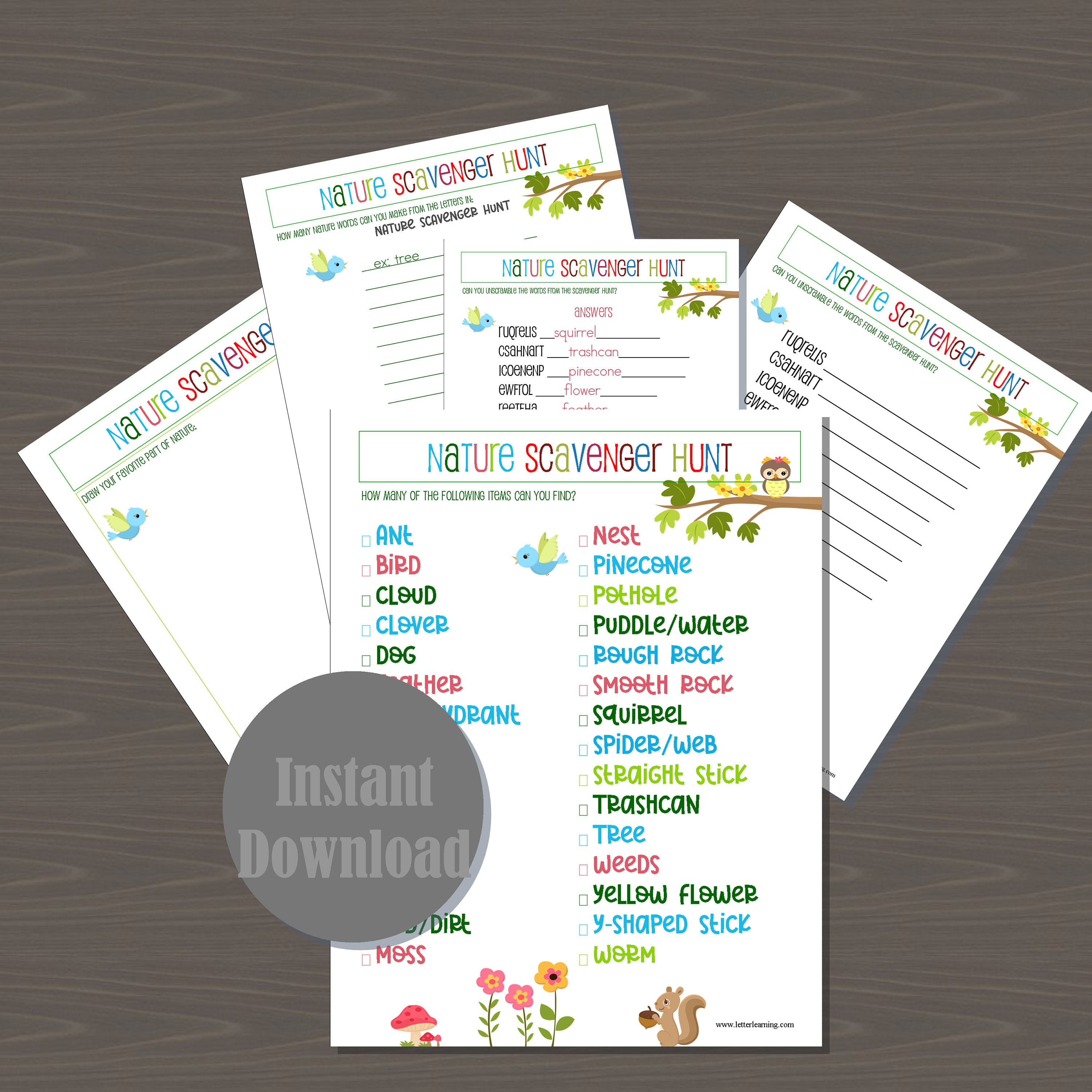 Nature Scavenger Hunt for Kids, Outdoor Scavenger Hunt and Activity ...