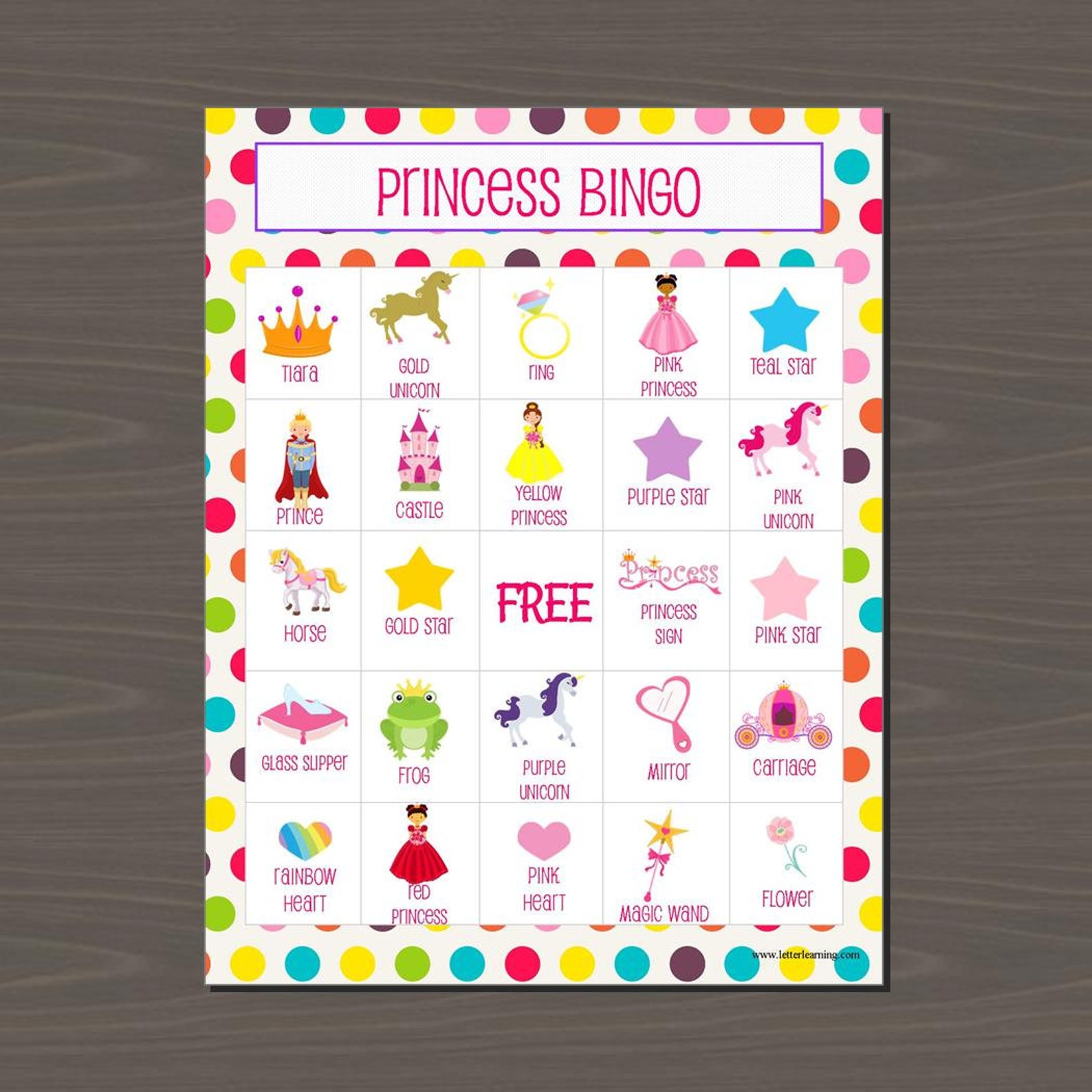 Princess Bingo Game: 12 Printable Party Cards (PDF) - Etsy