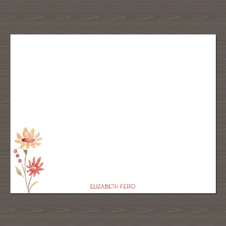 Watercolor Flowers Stationery Set Personalized With Your Name ...