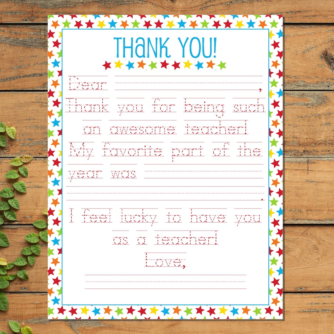 Teacher Appreciation Fill in the Blank Letter: Traceable End of Year ...