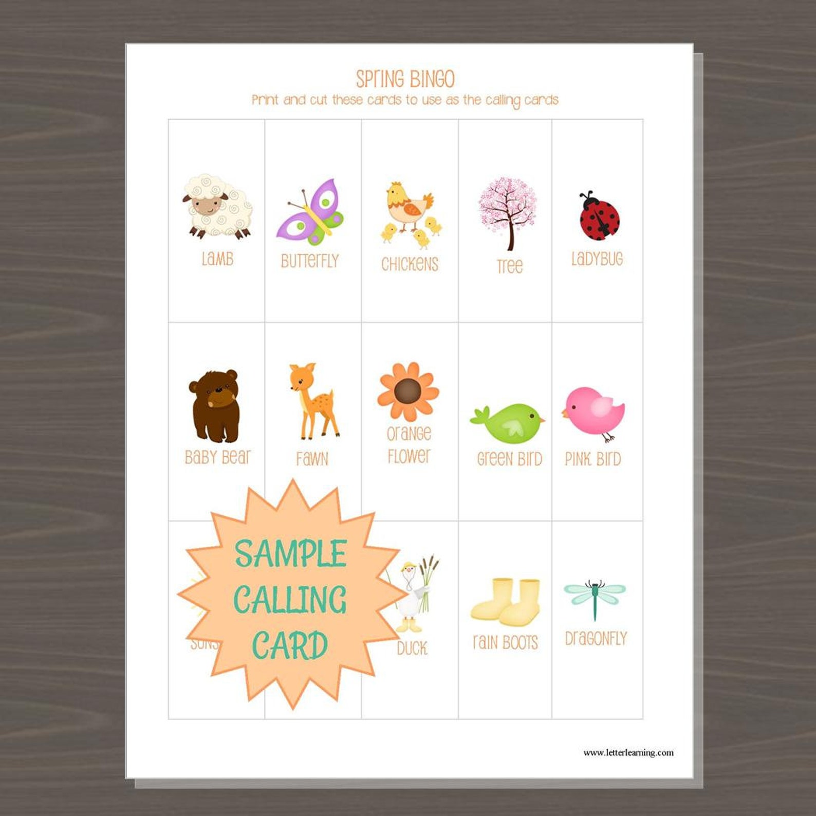 Spring Bingo Game, Printable Spring Bingo Board Game for Kids, 12 ...