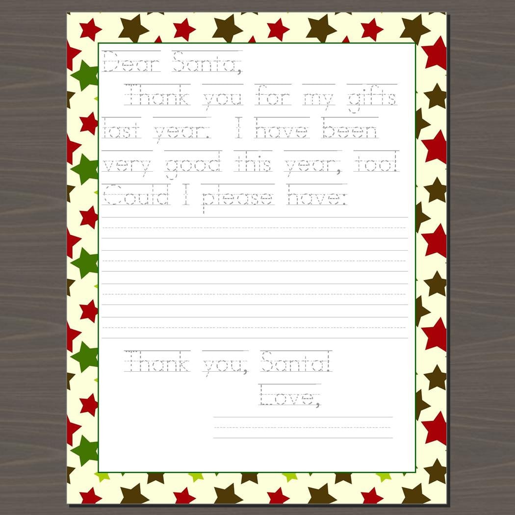 Printable Letter to Santa: Traceable Words for Kids (digital Download ...