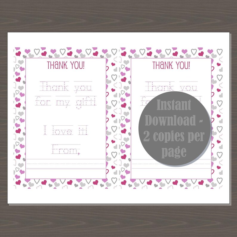 Printable Fill-in Thank You Notes With Traceable Letters (PDF) - Etsy