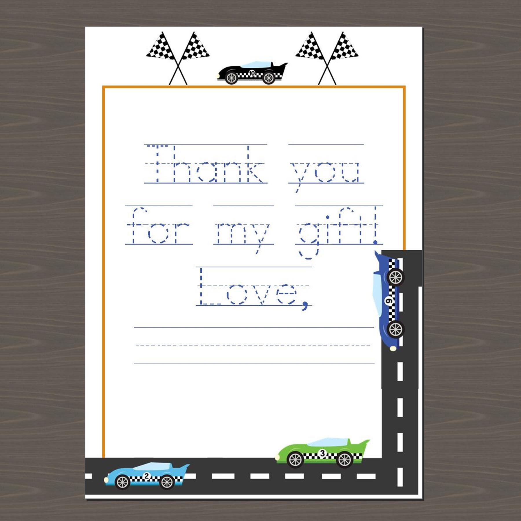 Race Car Thank You Notes, Cute Race Car Stationery for Kids, Race Car ...