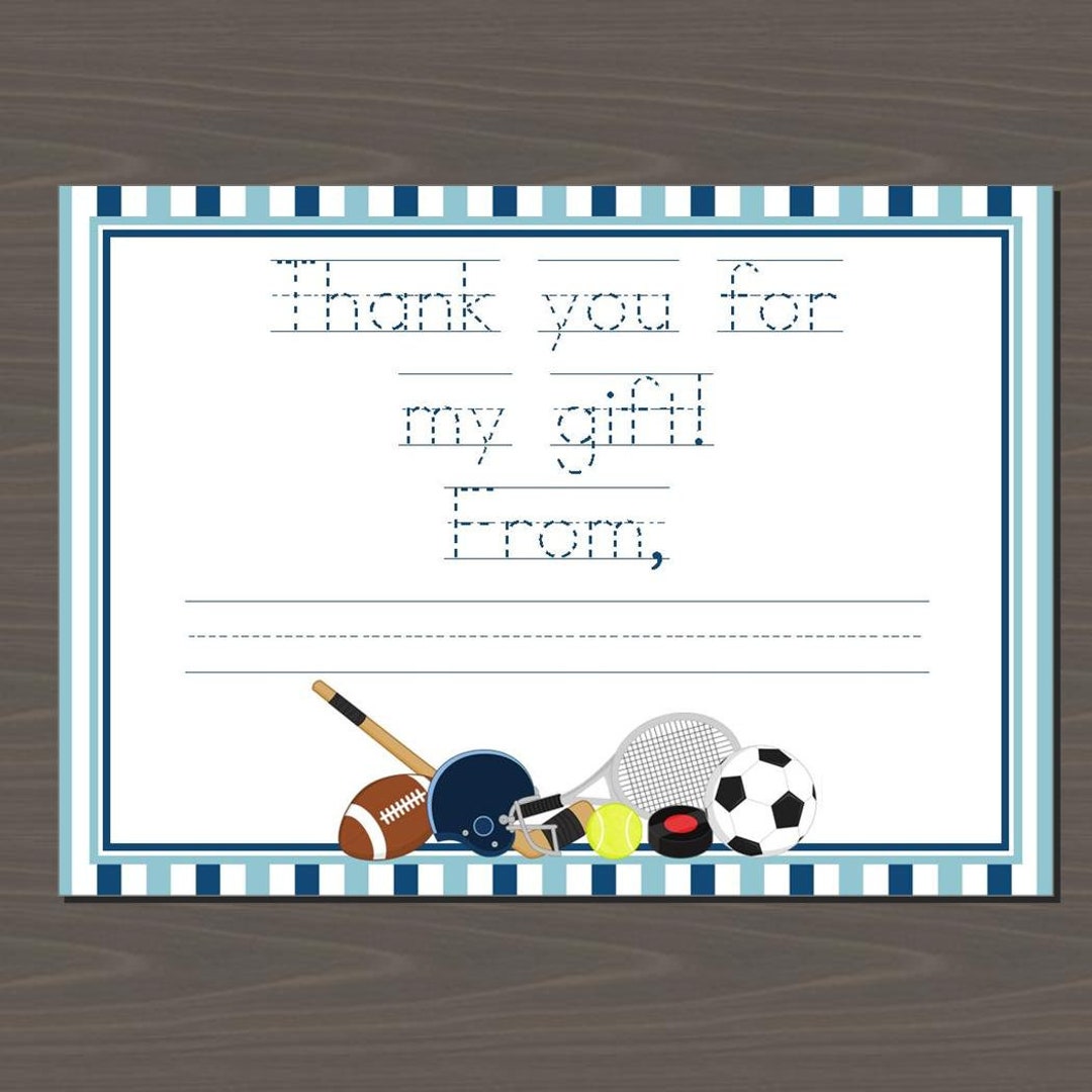 Sports Thank You Card Set, 12 Cards Included, Sports Thank You Notes ...