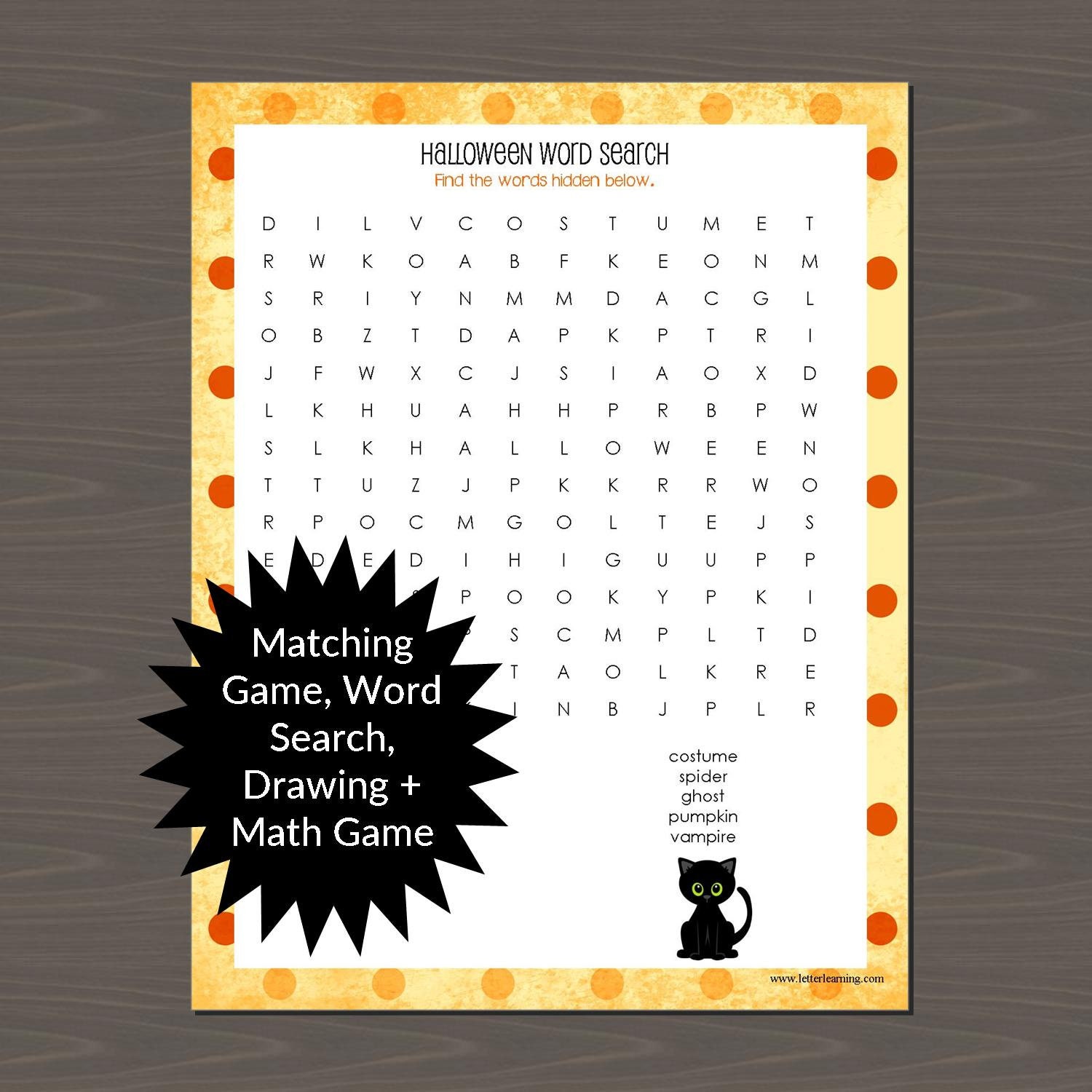 Halloween Bingo CLASS SET, Halloween Matching Cards, Word Search ...