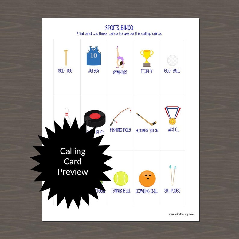 Sports Bingo, Printable Sports Bingo, Bingo for Kids With Different ...