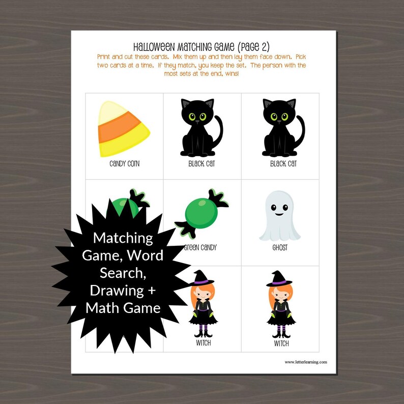 Halloween Bingo CLASS SET, Halloween Matching Cards, Word Search ...