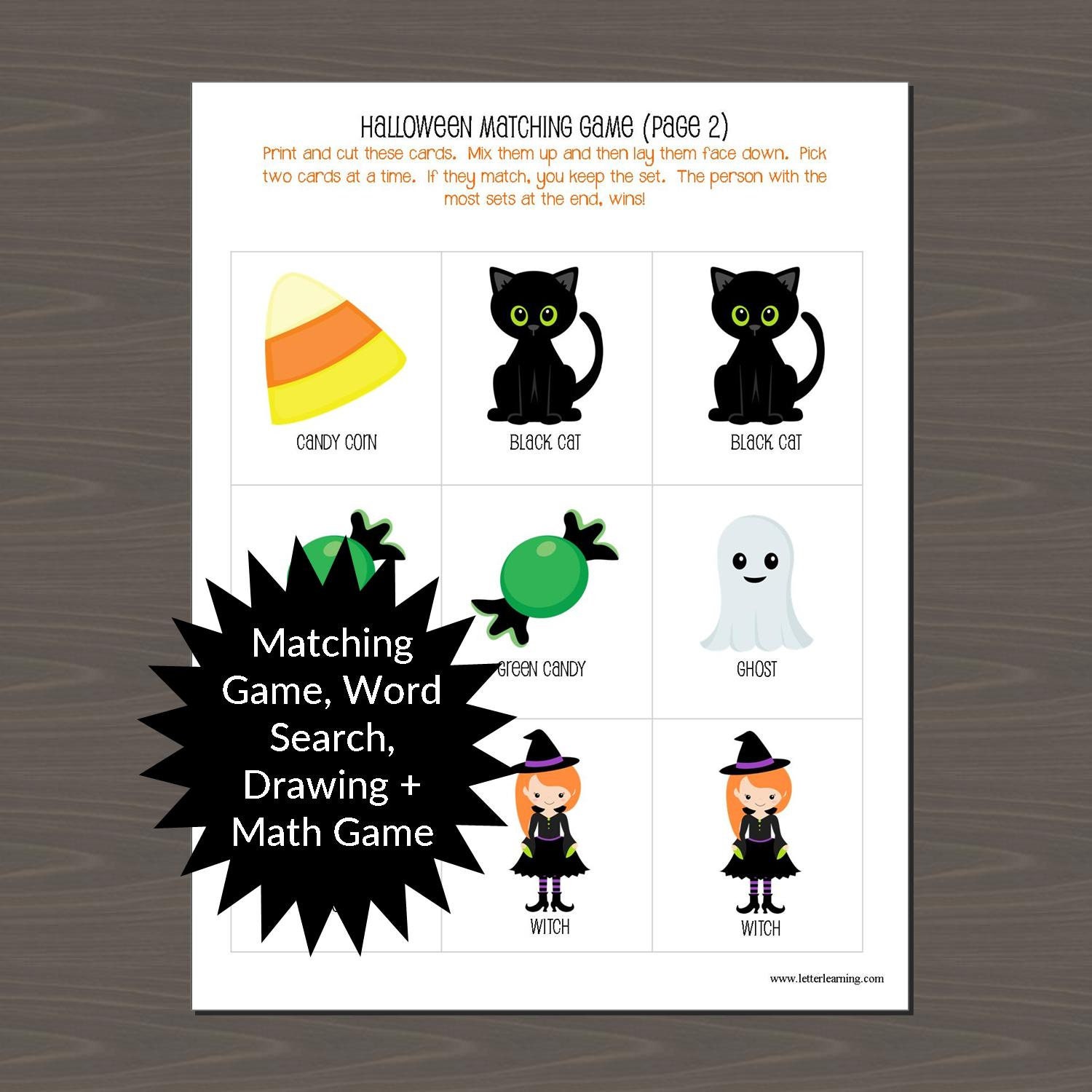 Halloween Bingo CLASS SET, Halloween Matching Cards, Word Search ...