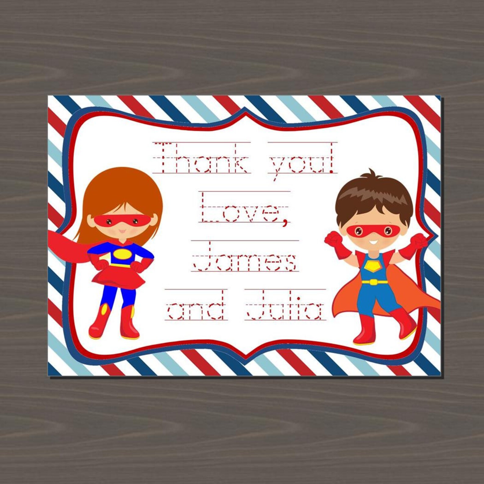 Superhero Stationery, Superhero Twins Stationery, Superhero Invitations ...