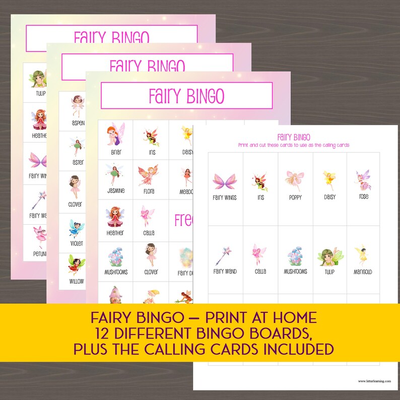 Fairy Bingo Game: 12 Printable Boards & Calling Cards (PDF) - Etsy