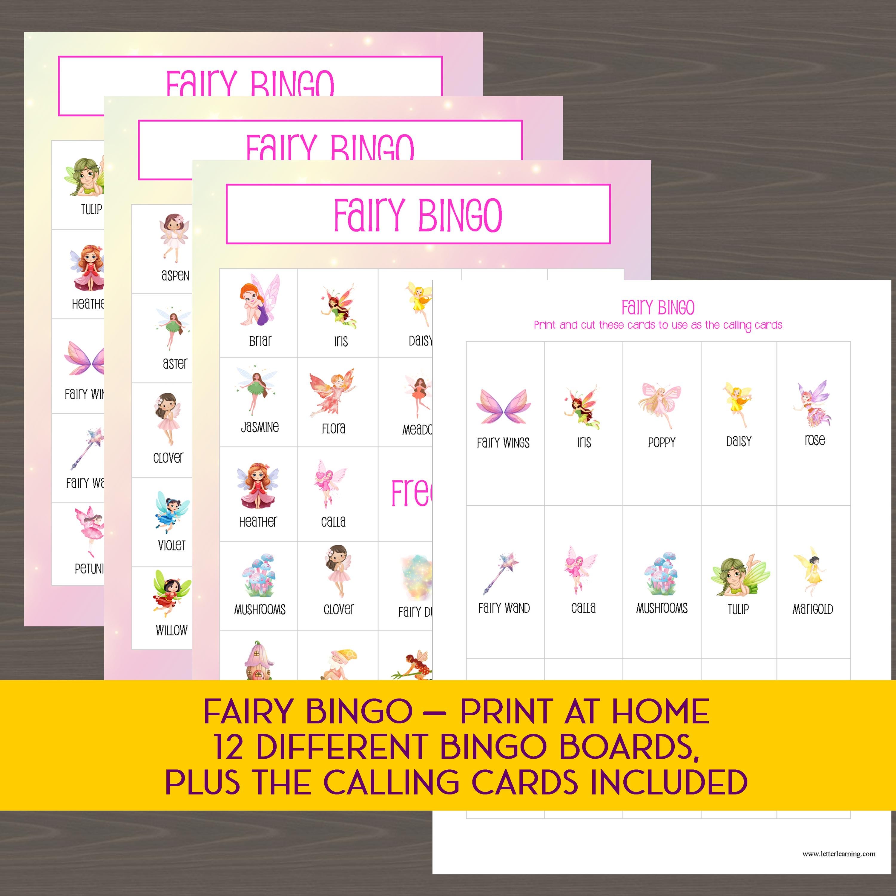 Fairy Bingo Game: 12 Printable Boards & Calling Cards (PDF) - Etsy