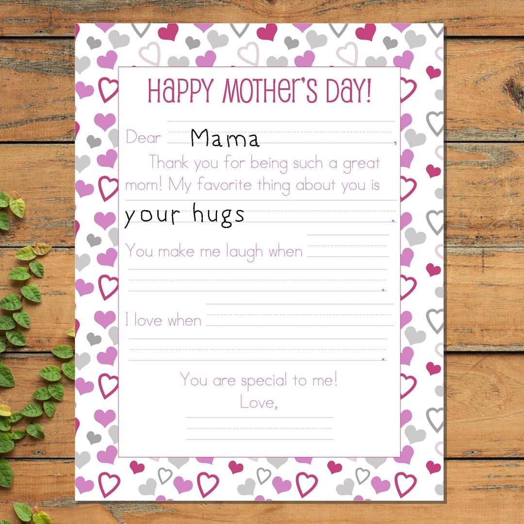 Mother's Day Fill-in Letter From Kids (PDF) - Etsy