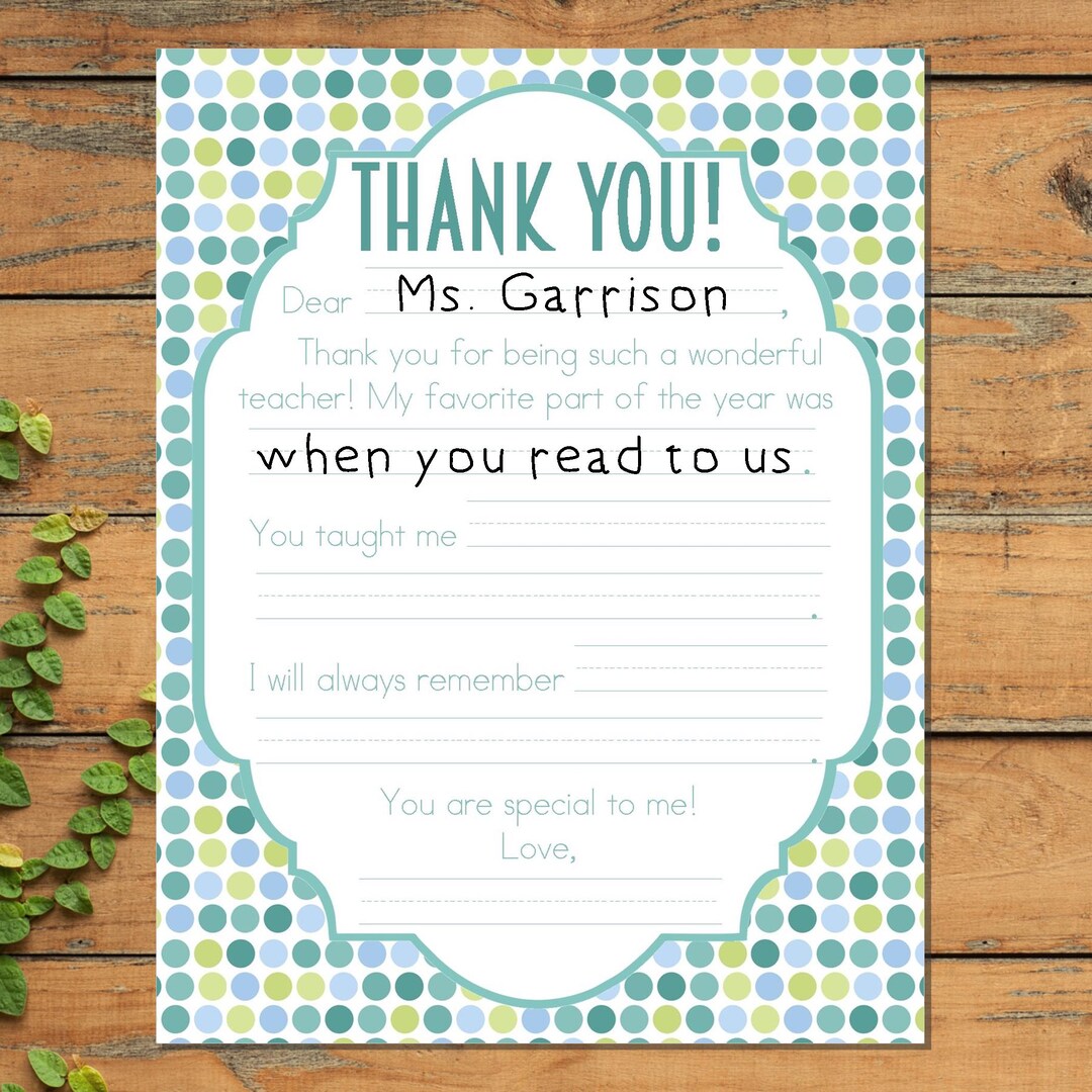 Teacher Appreciation, End of Year Teacher Letter, Printable Letter to ...