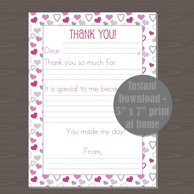 Printable Thank You Notes With Traceable Letters, Fill-in-the-blank 3 ...