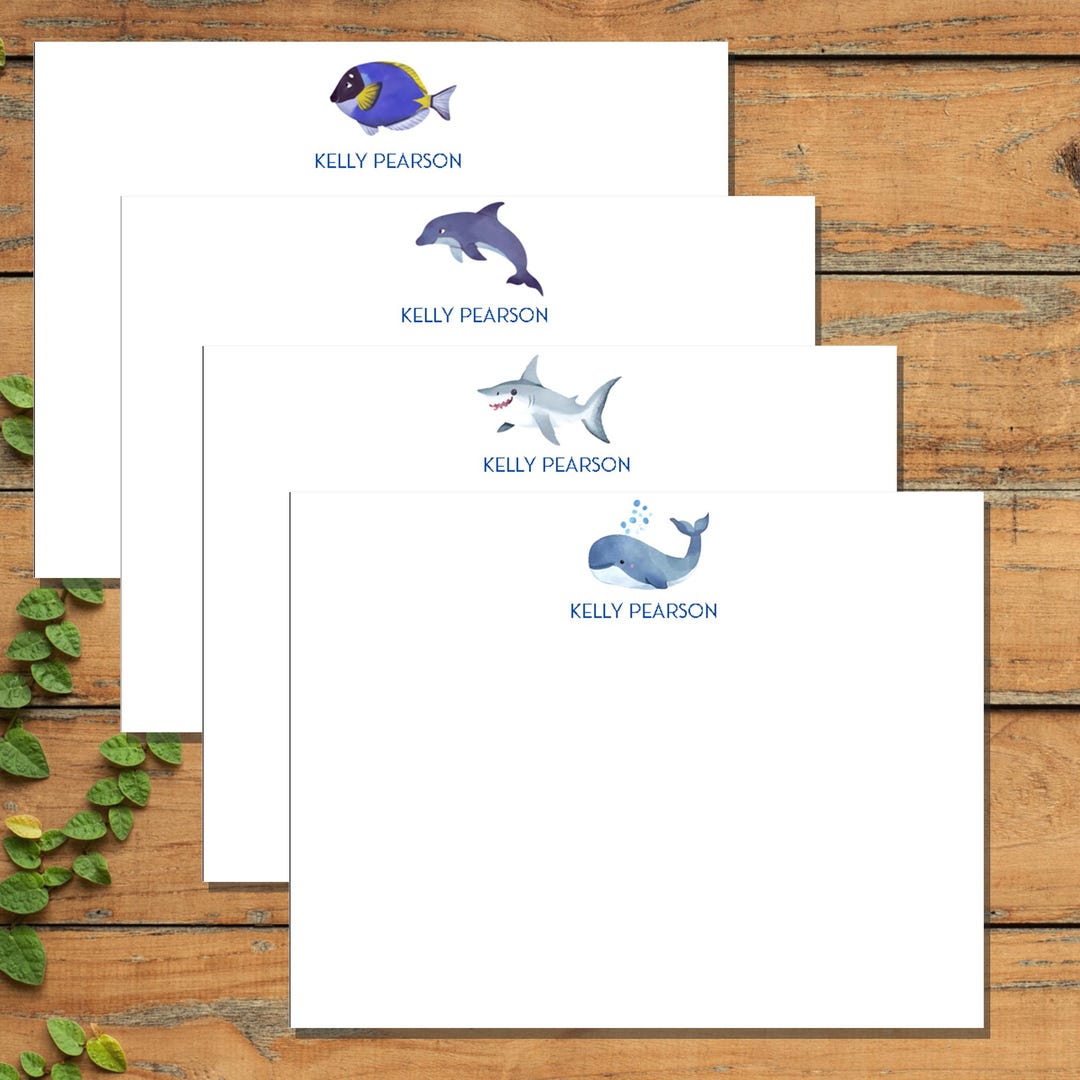 Ocean Animals Personalized Stationery, Dolphin, Shark, Whale, Angelfish ...