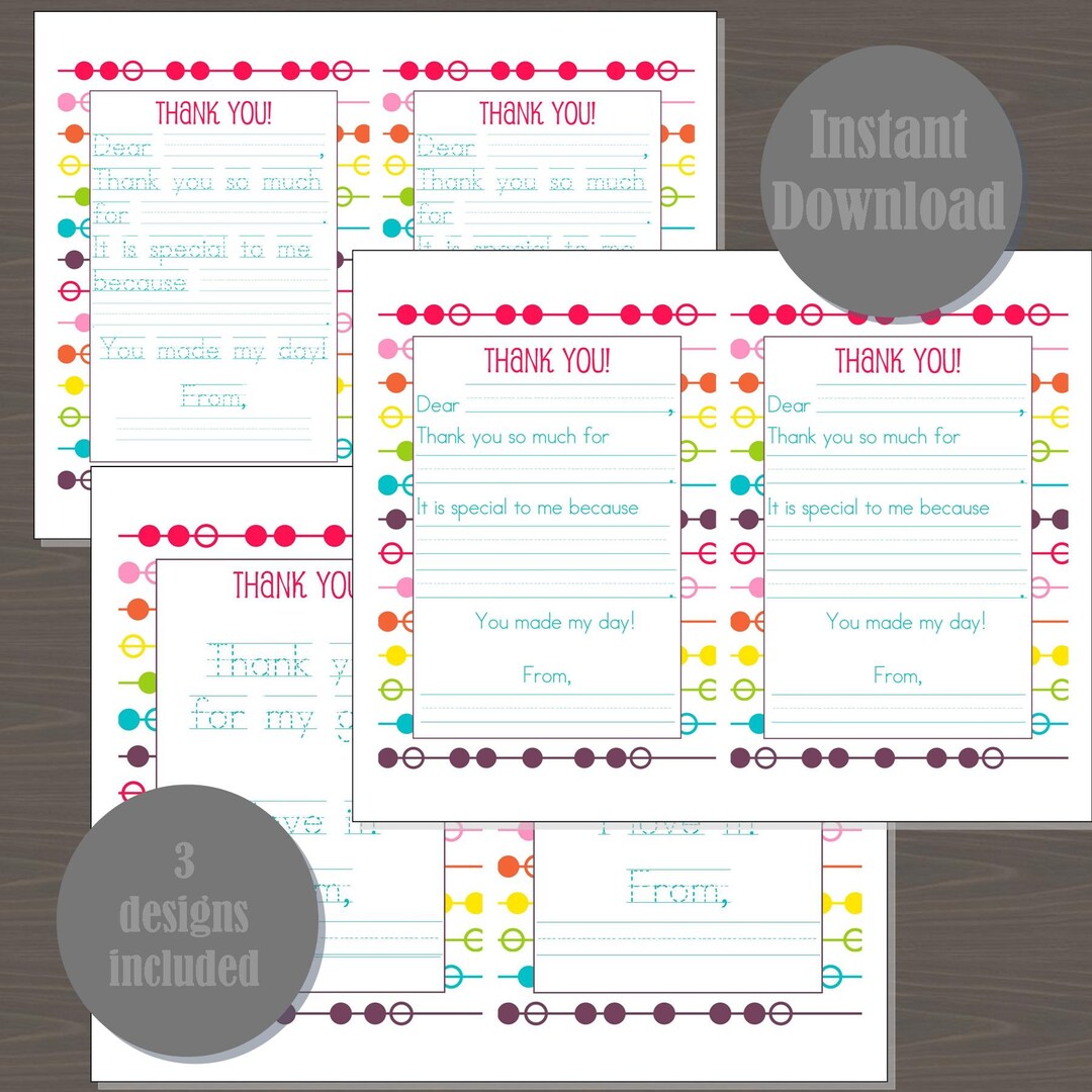 Rainbow Thank You Notes: Traceable Fill-in Cards (PDF) - Etsy