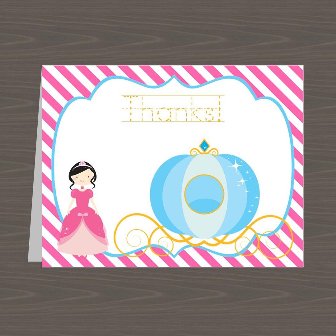 Princess Thank You Note Cards, Princess Thank You, Princess Note Cards ...