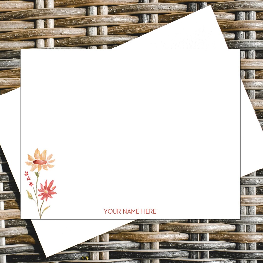 Watercolor Flowers Stationery Set Personalized With Your Name ...